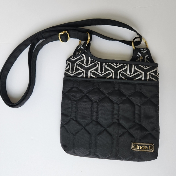 Cinda B | Bags | Cinda B Crossbody Bag Black White Patterned Purse ...
